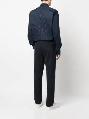 BILLIONAIRE Logo-embroidered Cotton Shirt - Blue