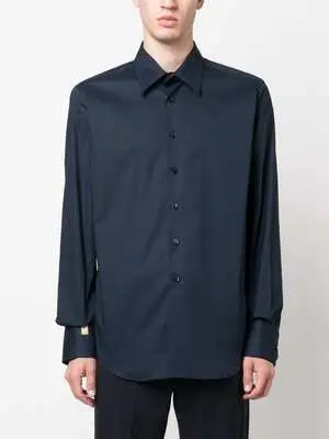 BILLIONAIRE Logo-embroidered Cotton Shirt - Blue