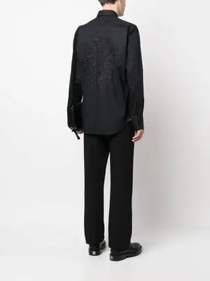 BILLIONAIRE Logo-embroidered Cotton Shirt - Black