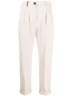 Peserico Slim-cut Tapered-leg Trousers - Neutrals