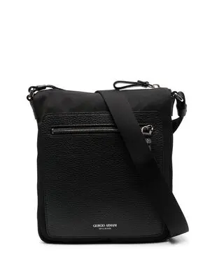 Giorgio Armani Logo-debossed Zip-fastening Shoulder Bag - Black
