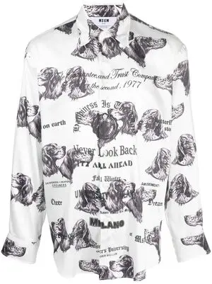 MSGM Graphic-print Long-sleeve Shirt