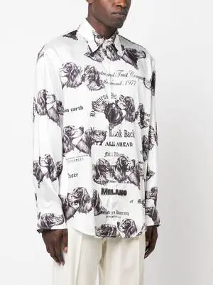 MSGM Graphic-print Long-sleeve Shirt