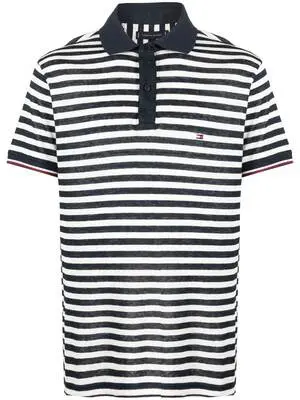 Tommy Hilfiger Logo-patch Striped Polo Shirt - White