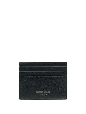 Giorgio Armani Grained-textured Leather Card Holder - Black