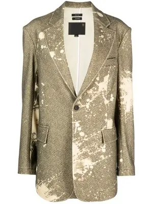 R13 Paint Splatter-print Tweed Blazer