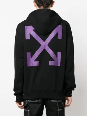 Off-White Cotton Graphic Print Hoodie