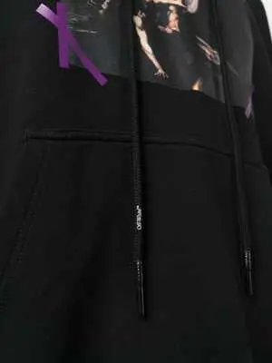 Off-White Cotton Graphic Print Hoodie