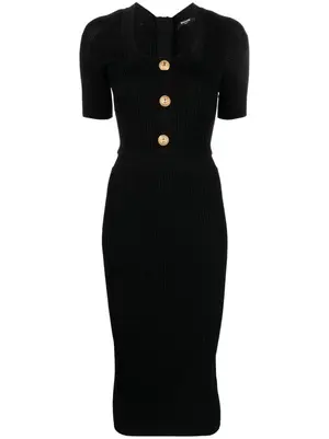 Balmain Button Detailed Day Dresses