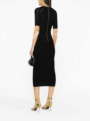 Balmain Button-embellished Ribbed Knit Midi Dress