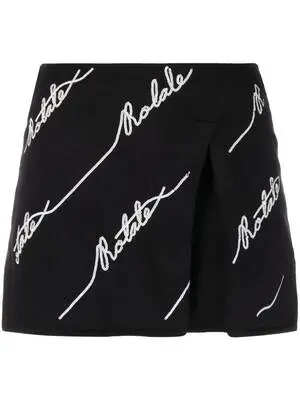 ROTATE BY BIRGER CHRISTENSEN Logo-embellished Miniskirt - Black