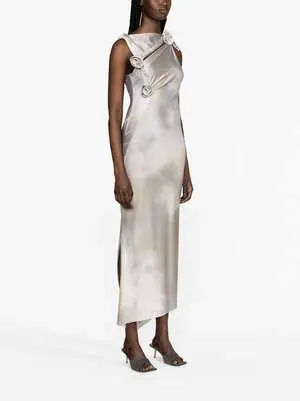 Coperni Floral-appliqué Cut-out Dress - Neutrals