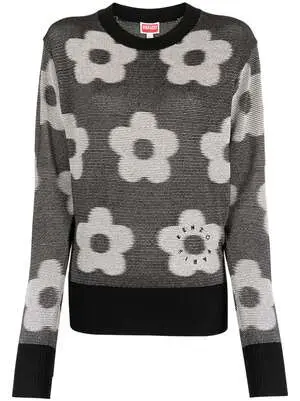 Kenzo Flower Spot-jacquard Cotton Jumper - Black