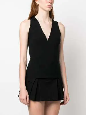 PATOU Ribbed-knit Wrap Top - Black