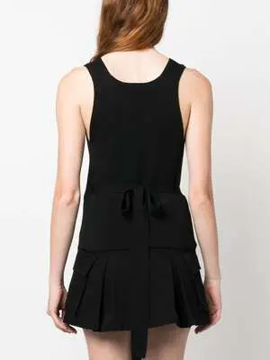 PATOU Ribbed-knit Wrap Top - Black