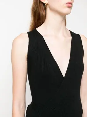 PATOU Ribbed-knit Wrap Top - Black
