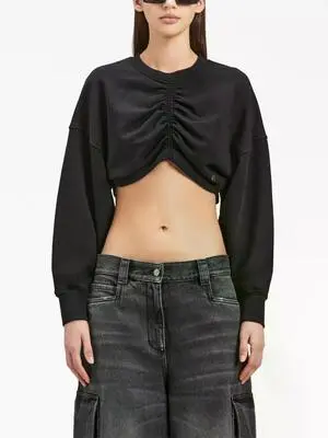Palm Angels Ruched Cropped Sweatshirt