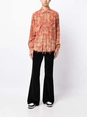 Amiri Logo-print Bleached Flannel Shirt