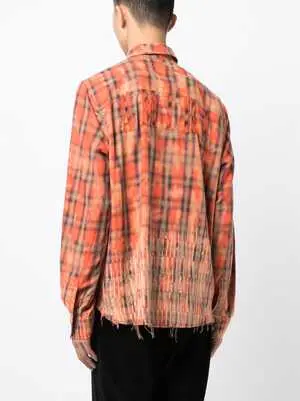 Amiri Logo-print Bleached Flannel Shirt