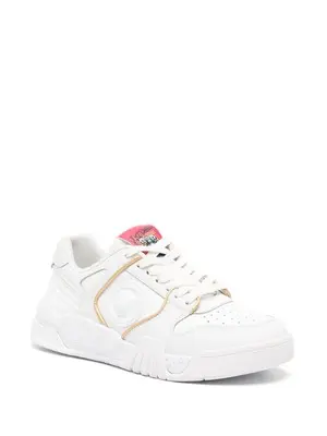 Just Cavalli Tiger Head-motif Leather Sneakers - White