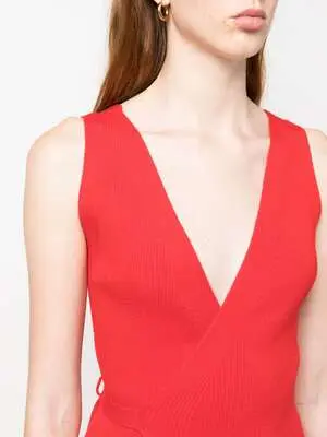 PATOU Ribbed Knit Wrap Top