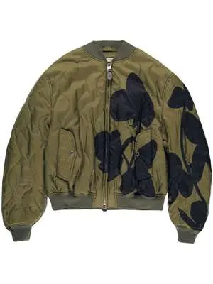 Alexander McQueen Orchid Quilted Bomber Jacket - Green