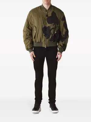 Alexander McQueen Orchid Quilted Bomber Jacket - Green
