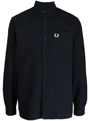 Fred Perry Oxford Logo-embroidered Cotton Shirt - Blue