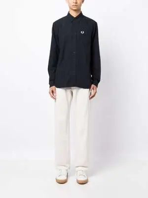 Fred Perry Oxford Logo-embroidered Cotton Shirt - Blue