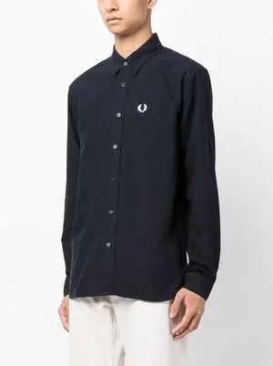 Fred Perry Oxford Logo-embroidered Cotton Shirt - Blue
