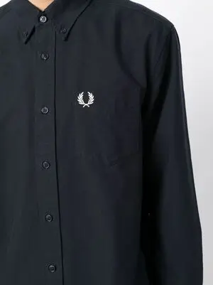 Fred Perry Oxford Logo-embroidered Cotton Shirt - Blue