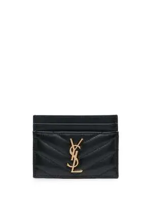 Saint Laurent Chevron-quilted Leather Cardholder - Black