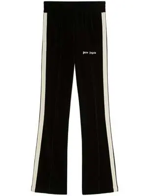 Palm Angels Stripe-detail Velvet Track Pants - Black