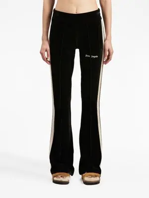 Palm Angels Stripe-detail Velvet Track Pants - Black