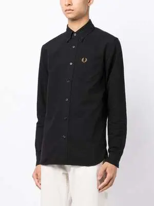 Fred Perry Oxford Logo-embroidered Cotton Shirt - Black