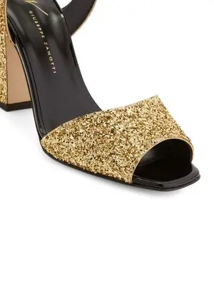 GIUSEPPE ZANOTTI 80mm Emmanuelle Glitter Sandals - Gold
