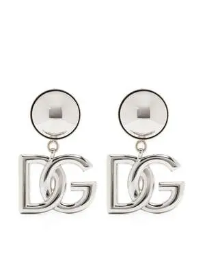 Dolce & Gabbana Logo-plaque Clip-on Earrings - Silver