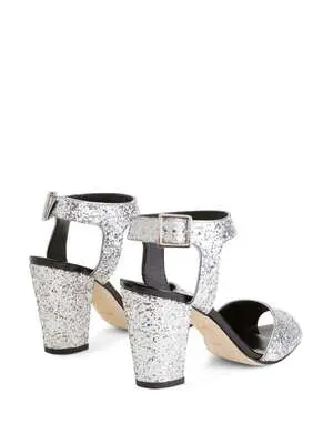 GIUSEPPE ZANOTTI Emmanuelle 80mm Glitter Sandals - Silver