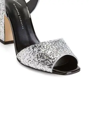 GIUSEPPE ZANOTTI Emmanuelle 80mm Glitter Sandals - Silver