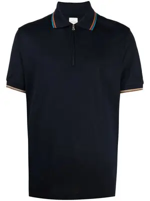Paul Smith Rainbow Stripe-detail Cotton Polo Shirt - Blue