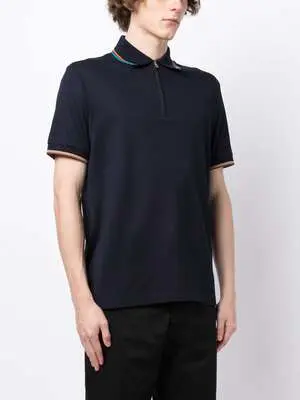 Paul Smith Rainbow Stripe-detail Cotton Polo Shirt - Blue