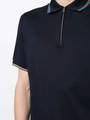 Paul Smith Rainbow Stripe-detail Cotton Polo Shirt - Blue