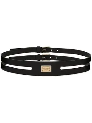 Dolce & Gabbana Logo-plaque Double-strap Belt - Black