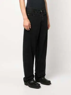 AMBUSH Frayed-trim Loose Jeans - Black