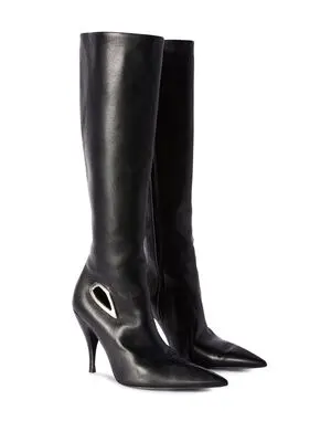 Off-White Crescent Knee-high Leather Boots - Black