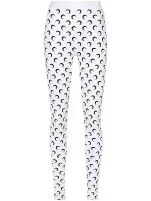 MARINE SERRE Crescent Moon-print Leggings - White