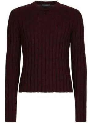 Dolce & Gabbana Logo Patch Ribbed Jumper - Brown
