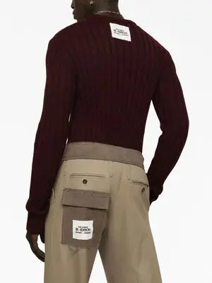Dolce & Gabbana Logo Patch Ribbed Jumper - Brown