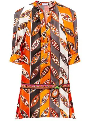 Emilio Pucci Girandole-print Shirt Mini Dress - Orange