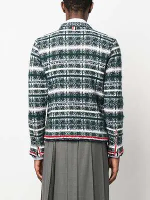 Thom Browne Tartan Check Pattern Merino Wool & Mohair Cardigan